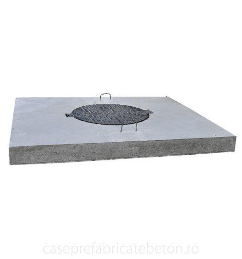 Capac pentru camin patrat din beton cu rama din fonta de 12.5 tone si ...